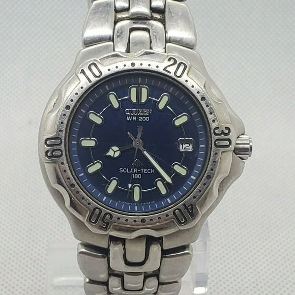 Vintage Citizen 7871-H10252 Men's Eco-Drive WR200 Solar-Tech 180 Watch ...