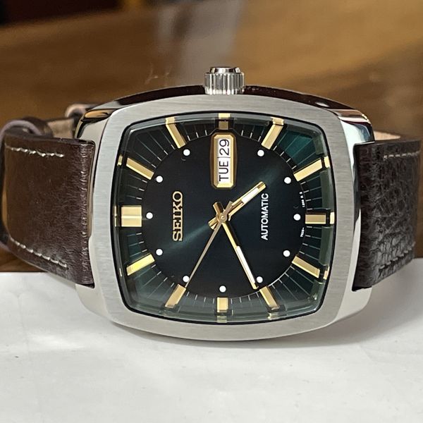 SEIKO Automatic RECRAFT Green Dial Brown Leather Men's Watch - SNKP27 ...