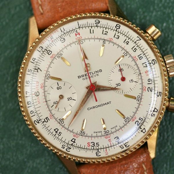1966 Breitling Model 808 Chronomat 217012 Solid 18k Gold Near Perfect ...