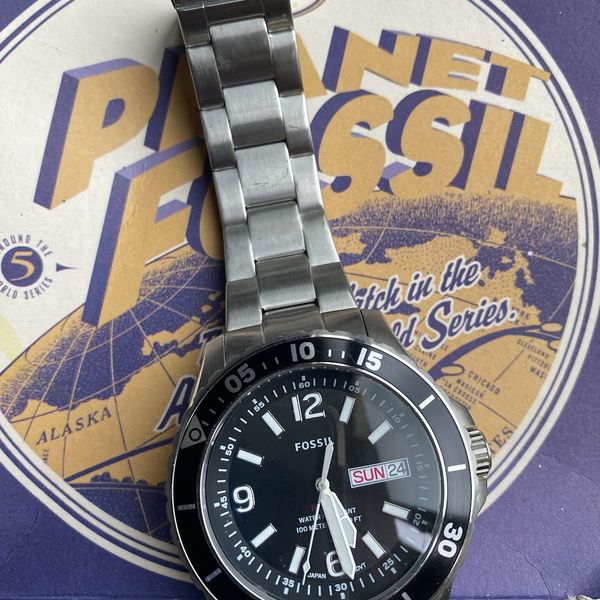 Beautiful Chunky mens fossil Divers Style watch Boxed Epic Looking Stop ...