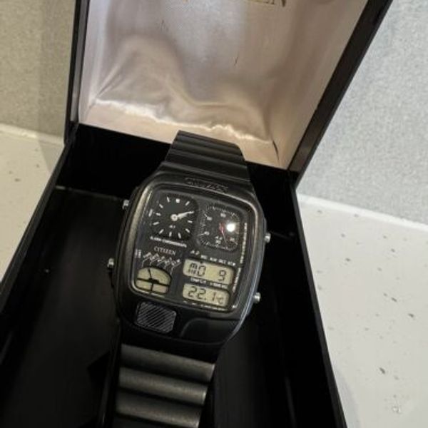 Citizen 8982 Ana Digi Temp Watch Black Vintage Rare Working ...