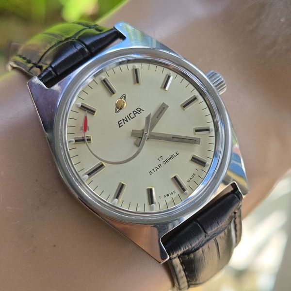 Vintage ENICAR men's manual wind watch Rocket second hand 1970s ...