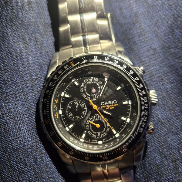 Casio Men's MTP4500D-1AV Slide Rule Bezel Analog Chronograph Aviator ...