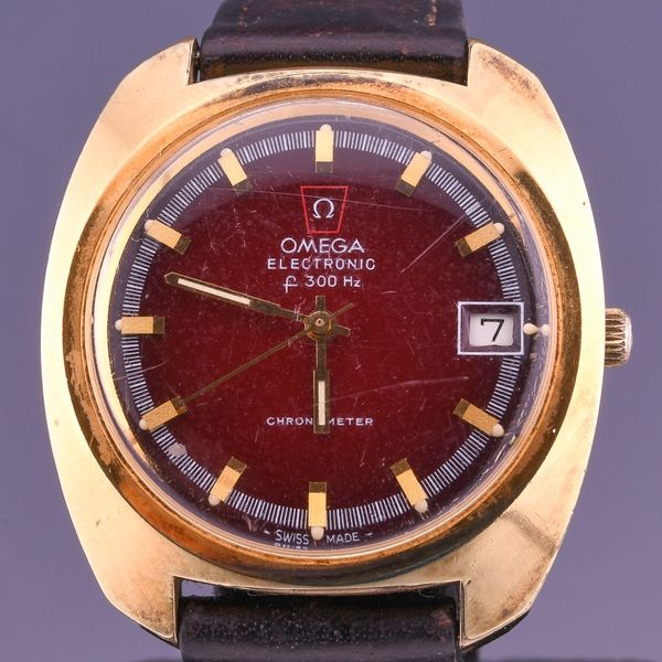 VINTAGE MENS 1972 OMEGA ELECTRIC F 300HZ CHRONOMETER DATE GOLD FILLED ...
