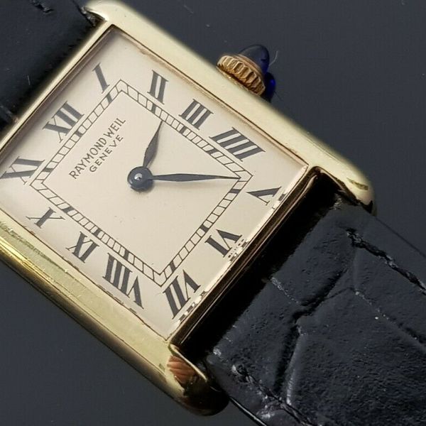 Raymond Weil Tank Vintage Mechanical Mid Size Gold Plated Watch on ...