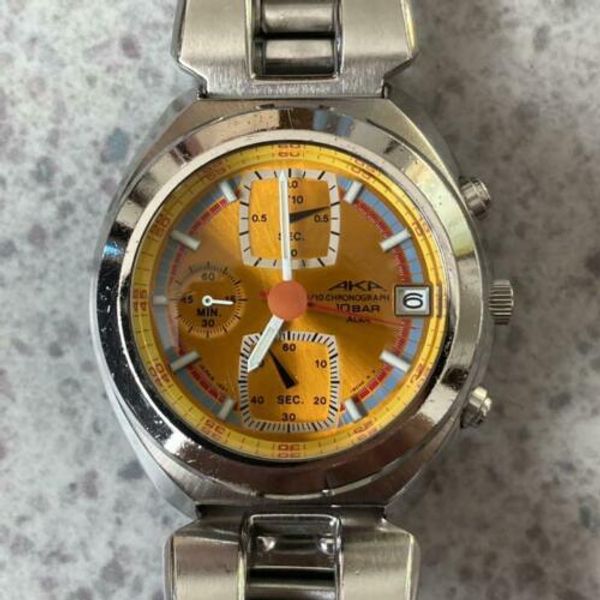 Vintage Seiko ALBA AKA V657-6030 Quartz Chronograph Orange Dial Mens ...