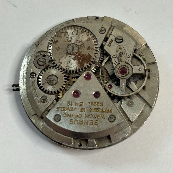Vintage Benrus Military Dial Movement Only Model BH12 Parts Only Watch ...