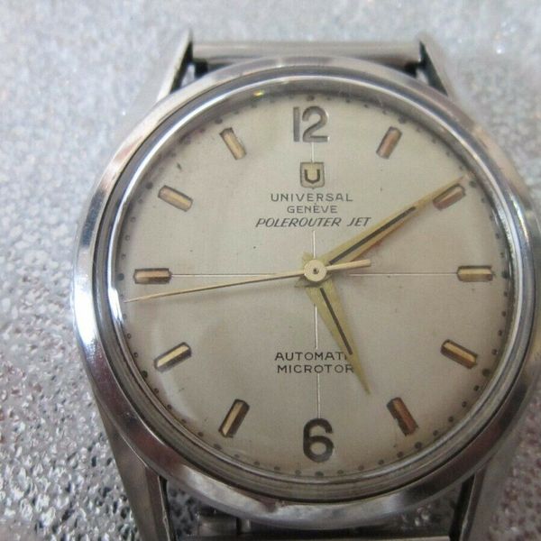 VINTAGE UNIVERSAL GENEVE POLEROUTER JET DRESS WATCH CALIBRE 215 CIRCA ...