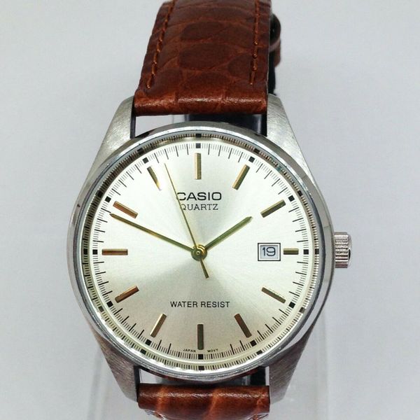 Men's CASIO MTP-1175 Quartz Watch. 37mm Silver Dial. Date. Water Resist ...