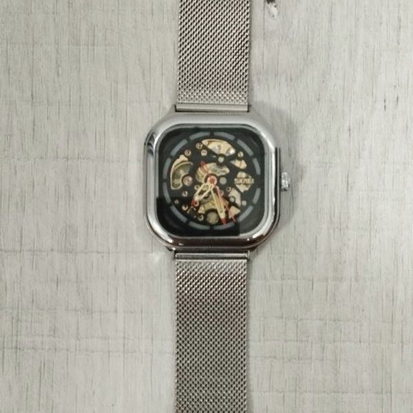 ⌚ Automatic Movement Mechanical Hand Winding Wrist Watch Square Face ...