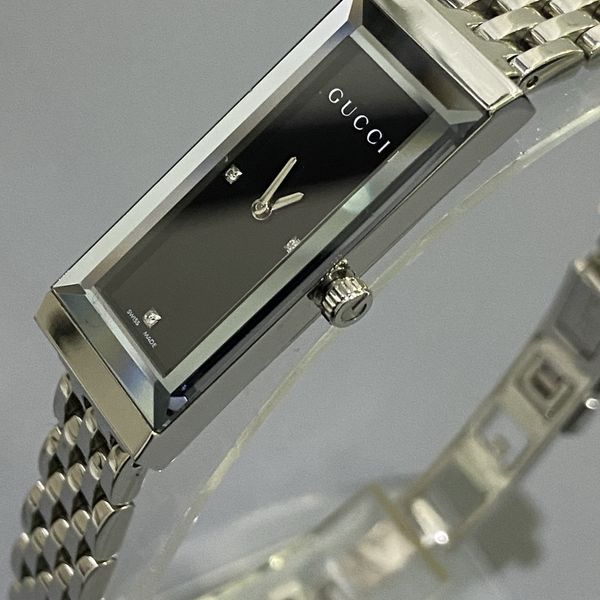 Ladies Genuine Gucci Diamond 127.5 G-frame Watch Rectangular YA127504 ...