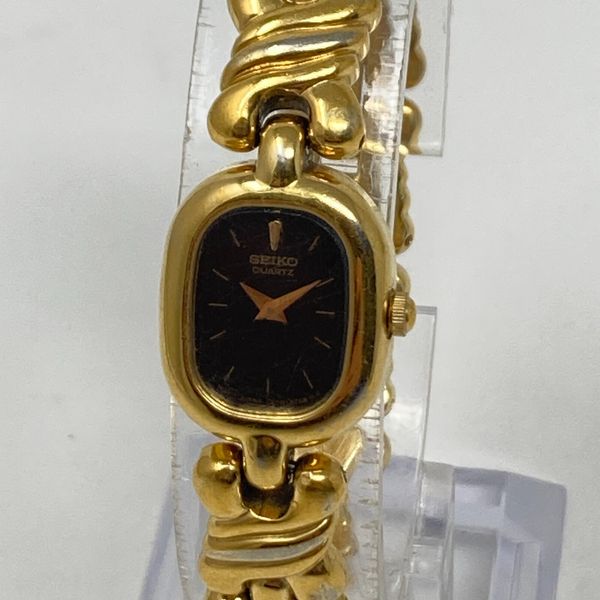 Vintage Seiko Watch Women 16mm Gold Tone 1N00-5H60 Black Dial New ...