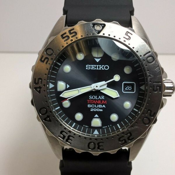 Seiko Prospex SBCB007 Black V145-0AH0 Solar Scuba 200m Titanium Diver ...