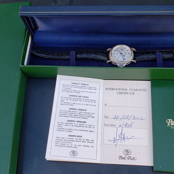 PAUL PICOT 4035 POWER RESERVE AUTOMATIC STEEL 35MM MENS WATCH BOX ...