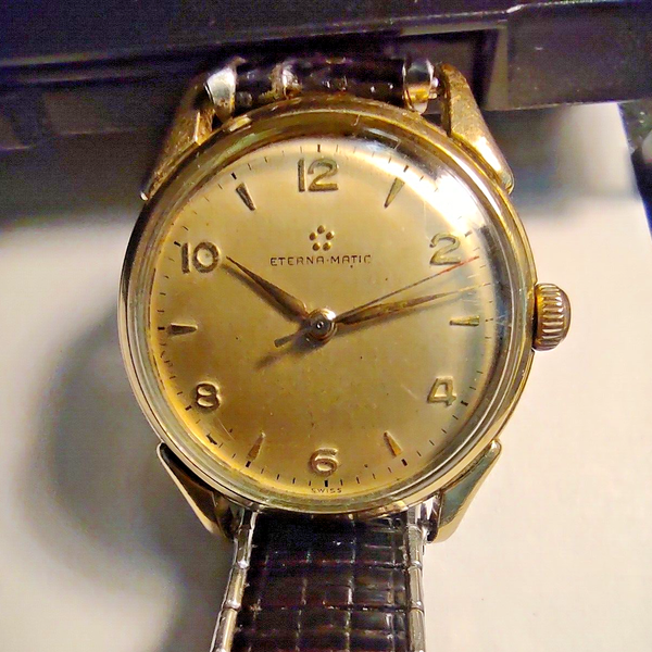 1950s ETERNA-MATIC Men's VINTAGE Automatic Watch, 14K GOLD FILLED ...