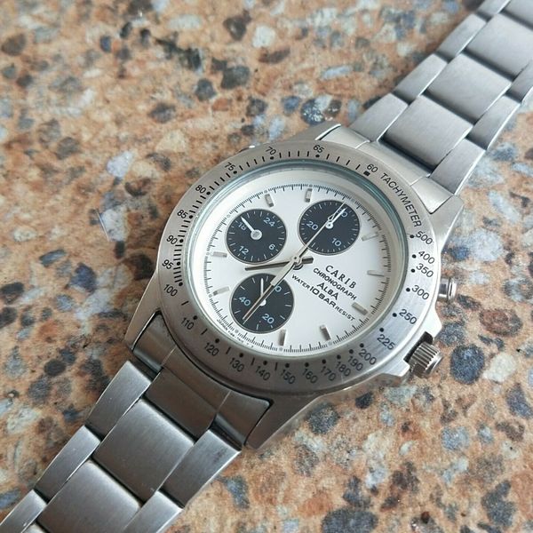 Seiko Alba Carib Quartz Chronograph Y189 7A10 Panda Bullhead June 1992 ...