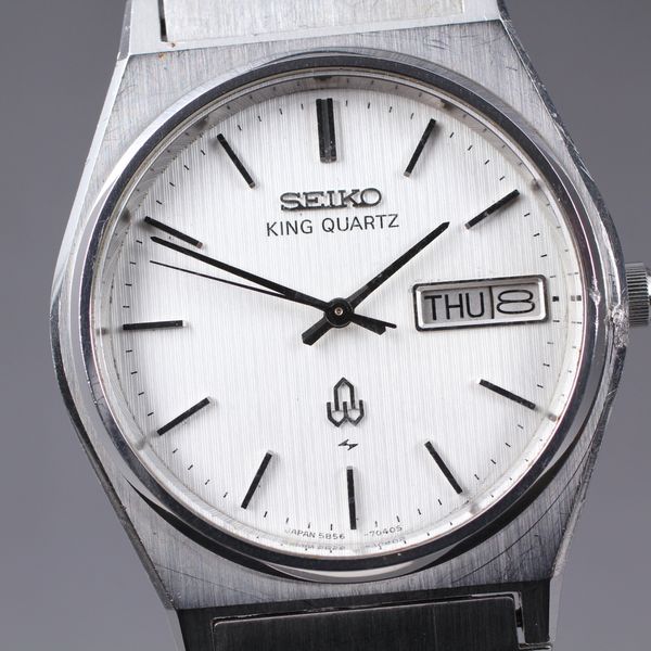 Vintage [Exc+5] Seiko King Quartz 5856-7030 White Silver Men's Watch ...
