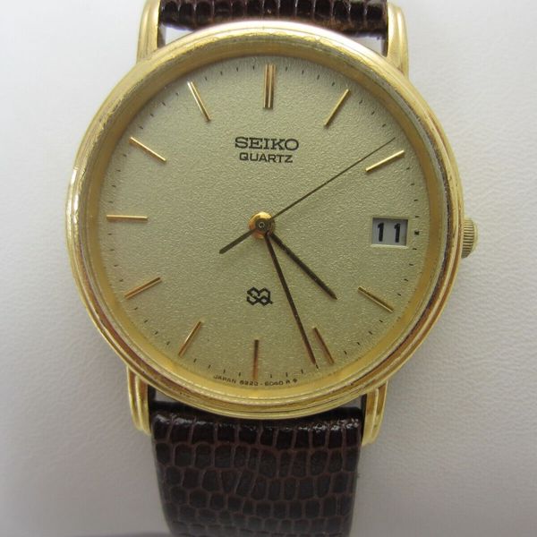 Mens Seiko Quartz SQ Watch with Date Gold Tone 32 mm. 8222-6030 ...