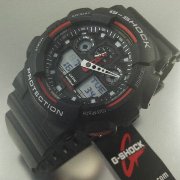 Casio G Shock GA-100C-1A3 Men's Analog & Digital Black Face Green Hands ...