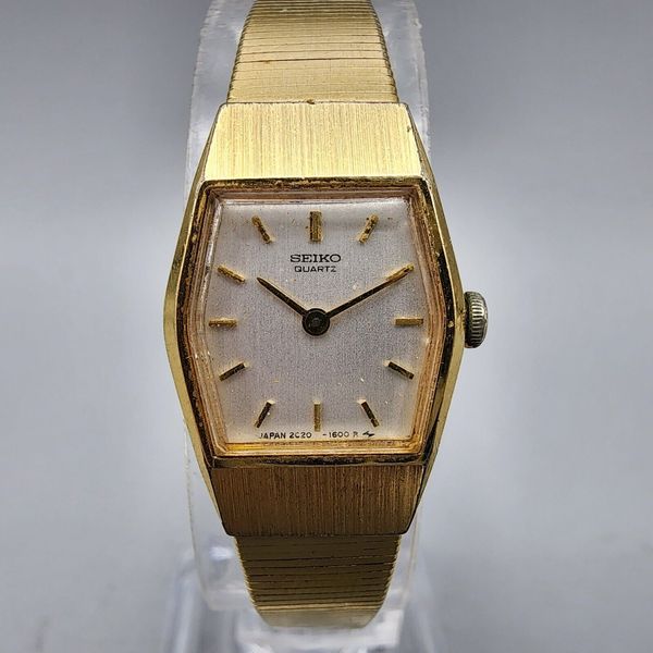 VTG Seiko Watch Women 16mm White Dial Gold Tone Hexagon 2C20-5790 New ...