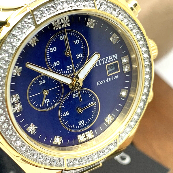 Citizen Men's Watch CA0752-58L Eco Drive Blue Dial Chronograph Gold ...