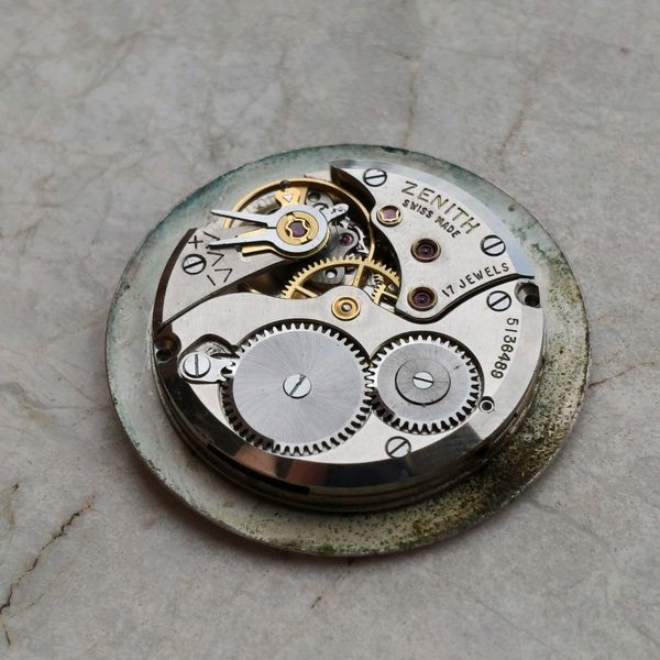 60s ZENITH CAL. 40T VINTAGE WATCH MOVEMENT UHREN MOVIMENTO BALANCE OK ...