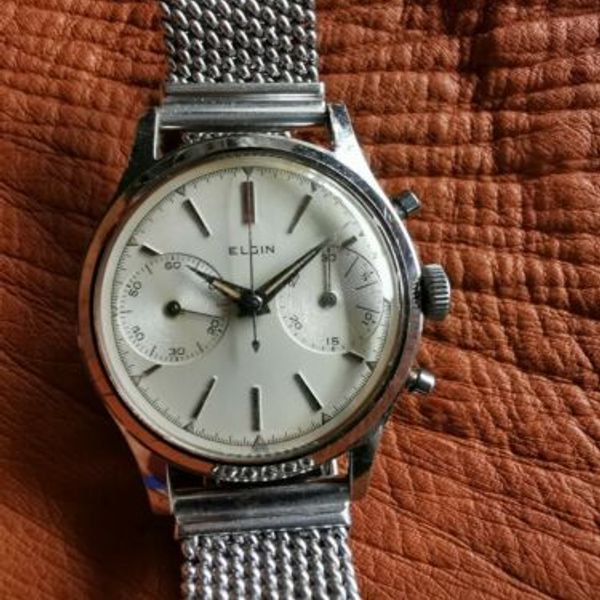 Elgin Heuer 3641 Chronograph Vintage Big Eyes Valjoux 92 Swiss Men's ...
