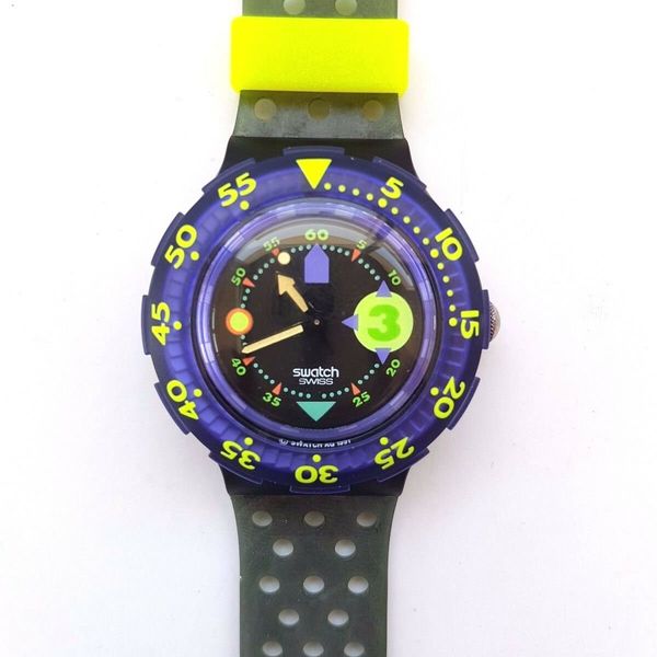 RARE New in Box SWATCH Scuba 200 Purple/Yellow Swiss Watch 1991 ...