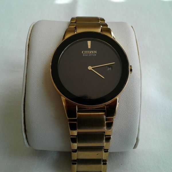 Citizen Eco Drive Men's J165-S130625 CTGold Tone Black Dial Watch ...