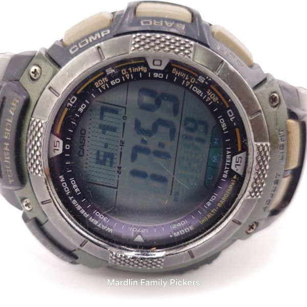Casio Pro Trek PRG-80L Solar Triple Sensor Watch Vintage Light Face ...
