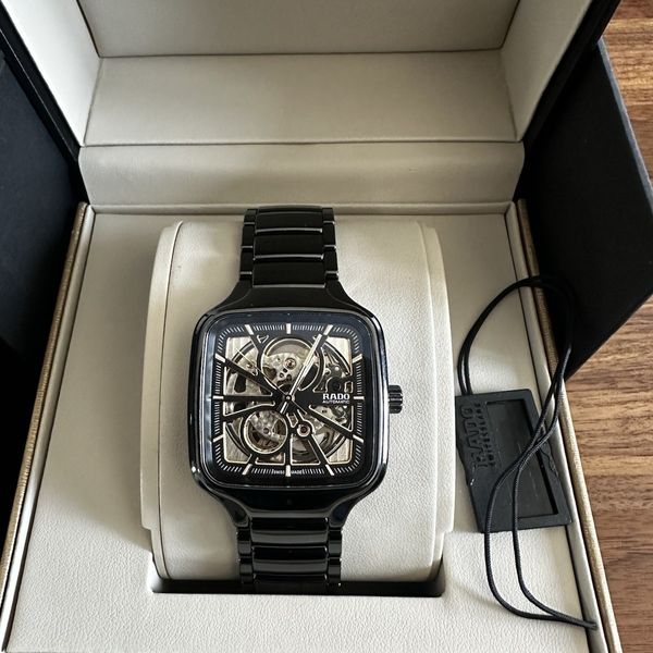 Rado True Square Open Heart 38mm Automatic Watch Black Ceramic ...