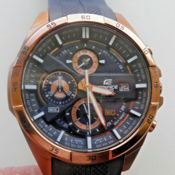 SUPERB MEN'S ROSE GOLD PLATE STAINLESS STEEL CASIO EDIFICE EFR-556P ...