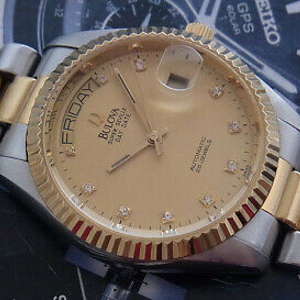 NICE VINTAGE BULOVA SUPER SEVILLE DAY & DATE AUTOMATIC SWISS MADE 2 ...