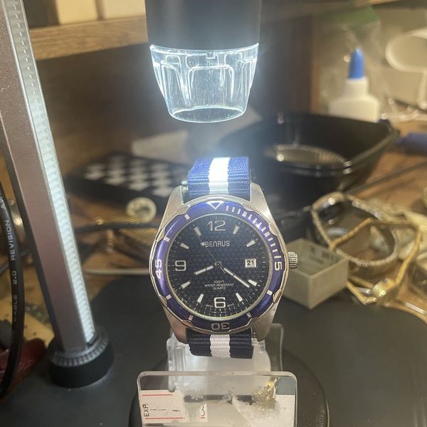 Benrus Blue Dial Menâ s Watch w/ NATO Strap â 100ft Water Resist Great ...
