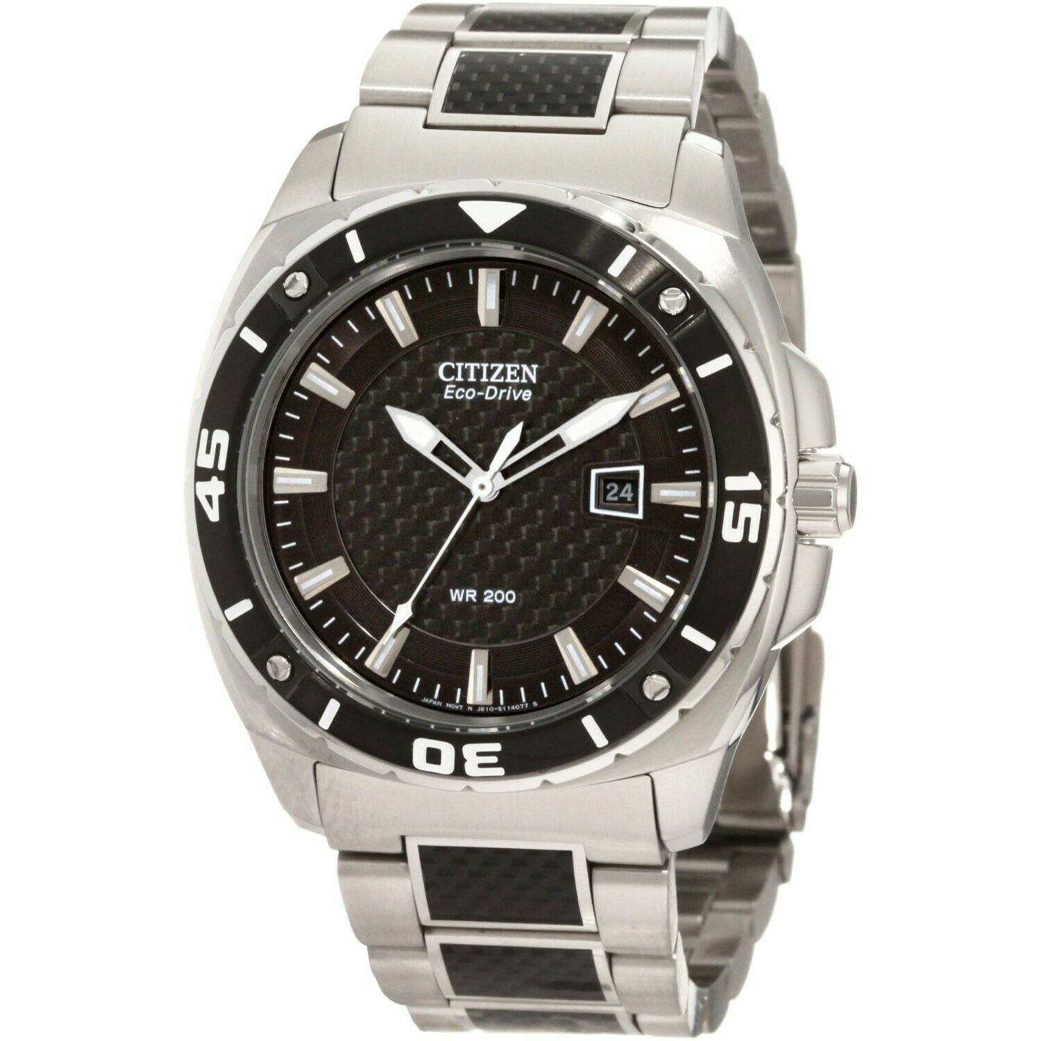 Citizen Mens Eco-Drive Watch WR 200 RARE Carbon Fiber Model: AW109058E ...