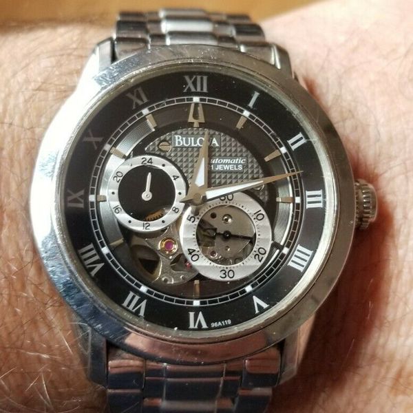 Bulova 96A119 Stainless Steel Skeleton Back Chronograph Automatic ...
