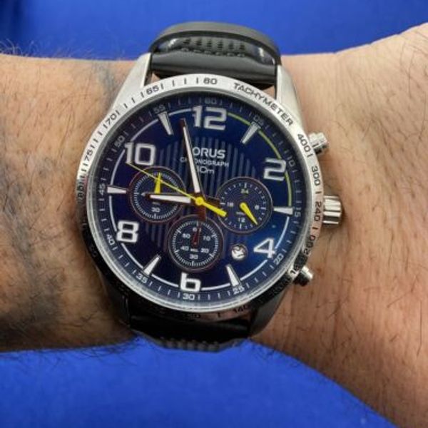 Lorus Watch Chronograph Blue Sunburst Dial 42mm Steel Case Brand New By ...