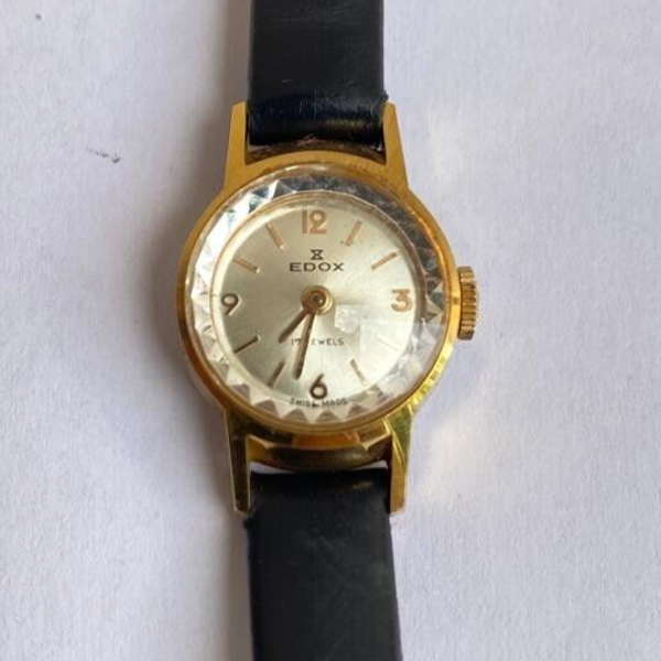 Vintage 1970s Women's Edox 17 Jewels Gold Plated Swiss Made 12mm Watch ...