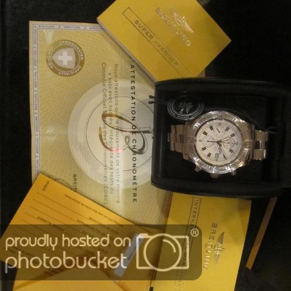 Breitling Super Avenger A13370 White Face Pro II - NEW IN BOX - FULL ...