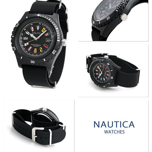 NEW NAUTICA SURFSIDE BLACK SILICONE BAND,INTERNATIONAL FLAGS WATCH ...