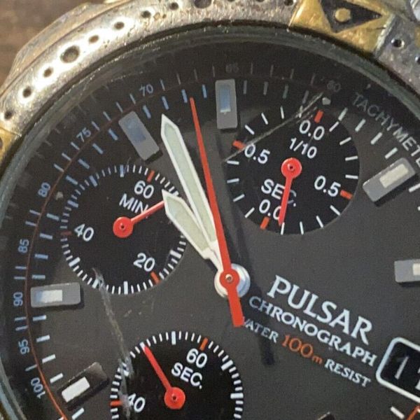 Pulsar V657-X012 Chrono Watch - 100m Water Resistant - fits 7" WRIST ...
