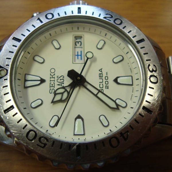 Seiko 5M43-0C50 AGS SCUBA 200m KINETIC analog men 16.5cm / capacitor ...