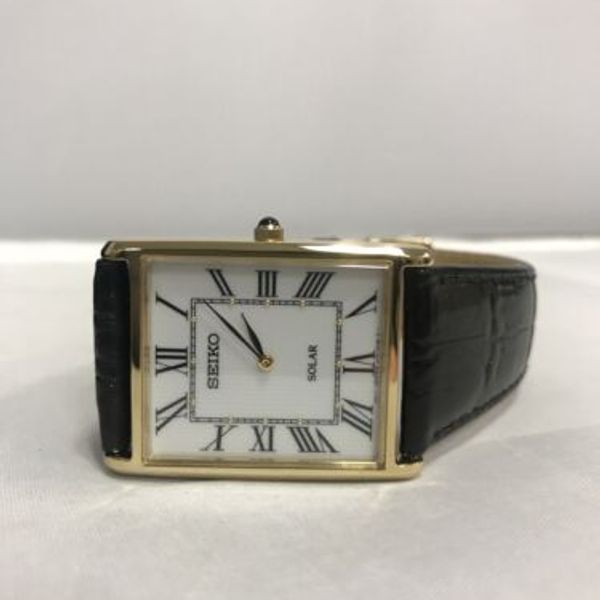 SEIKO Solar White Dial Gold Tone Black Leather Men's Watch - SUP880 MSRP: $195 | WatchCharts ...
