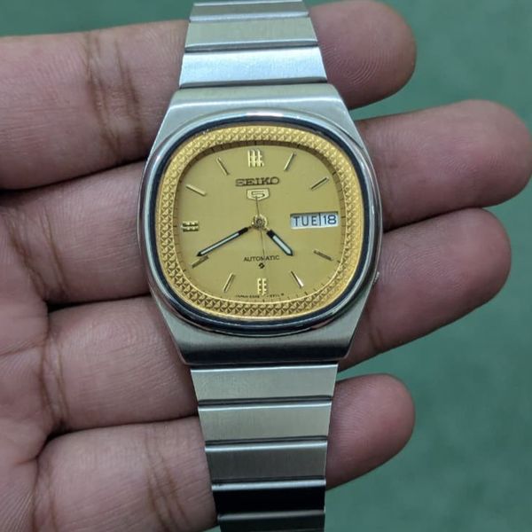Vintage Seiko 5 Automatic Golden Dial Square Cal.6309 Watch for mens ...