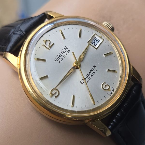Vintage GRUEN men's automatic watch 518CA 25Jewels date swiss 1970s ...