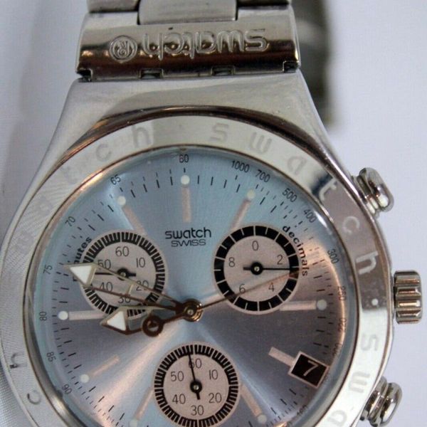 Swatch Irony Chrono Watch Swiss Made Watch Age 1997 Light Blue Face ...