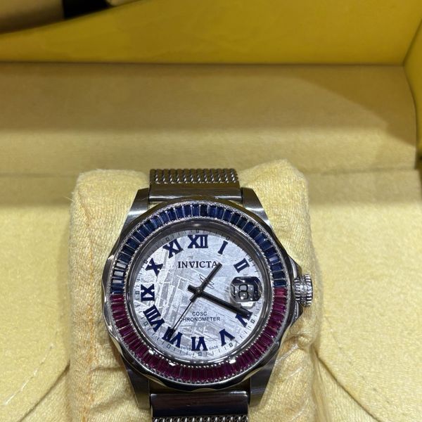 RARE INVICTA METEORITE & 5CT RUBY SAPPHIRE BEZEL COSC SWISS AUTOMATIC ...