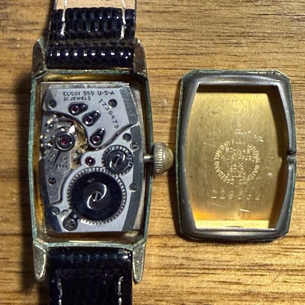 Men’s Lord Elgin Tank Watch 21J 559 Movement For Parts or Repair - Lot ...