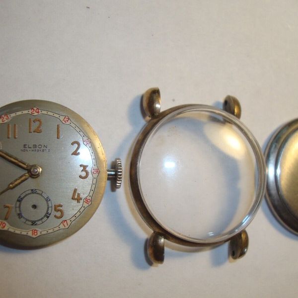 Vintage 1940's ELBON Non Magnetic 7J Fancy Dial & Lugs Wristwatch ...