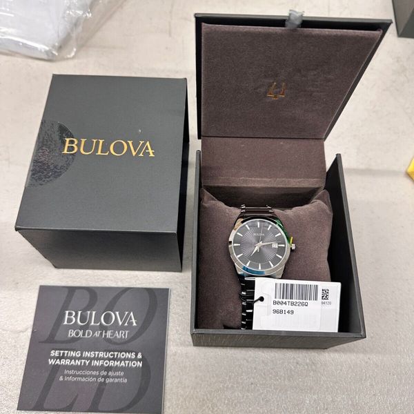 Bulova 96B149 Black Dial Dress Classic Stainless Steel Men's Watch ...